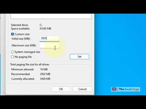 Custom Paging File Size for windows 11 4 GB / 8 GB/ 16 GB RAM - YouTube