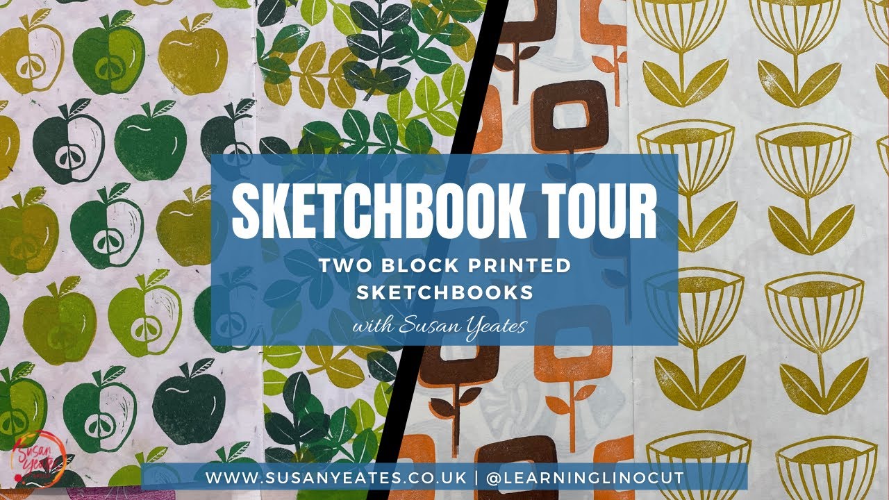 Sketchbook Tour - Two Block Printed Sketchbooks - YouTube