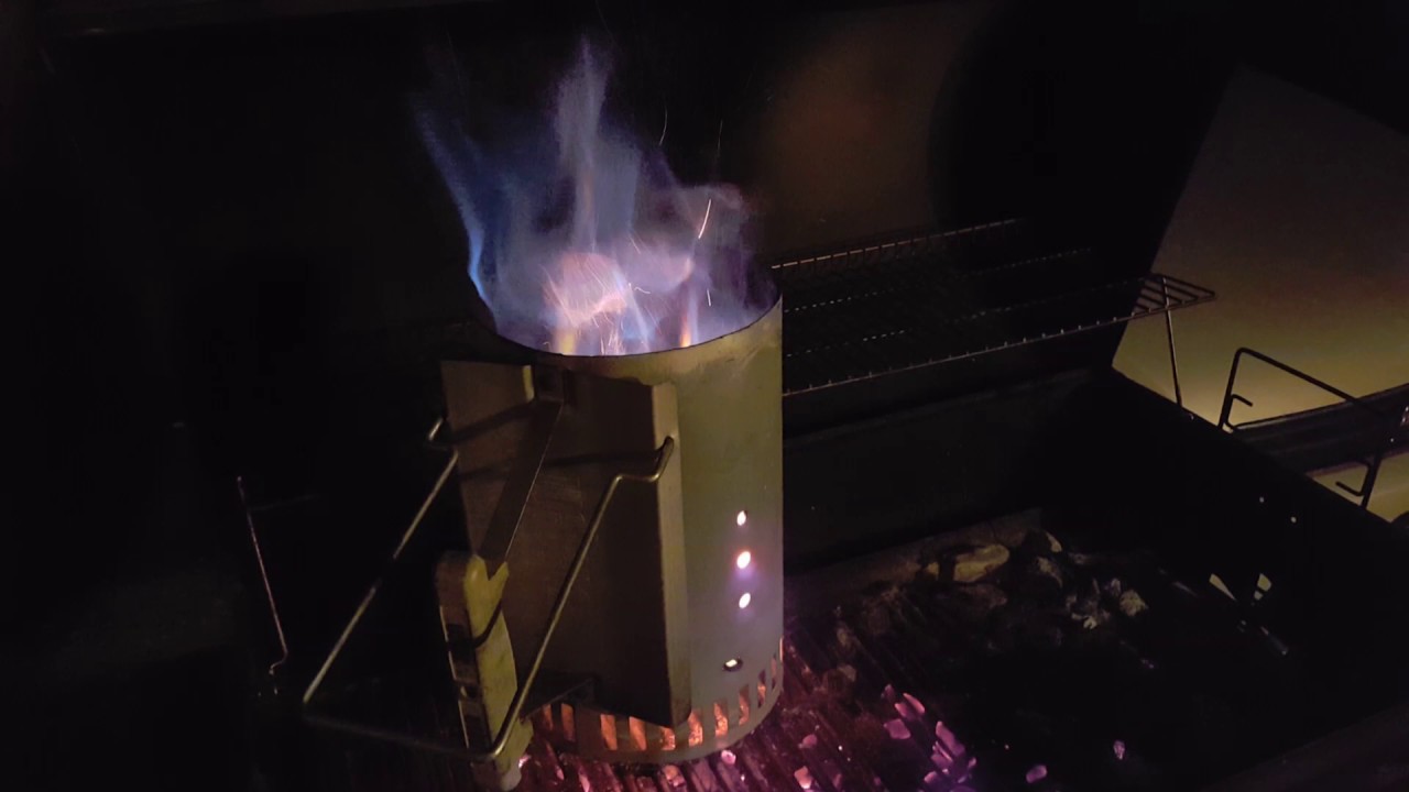 Cowboy Lump in the Weber chimney - YouTube