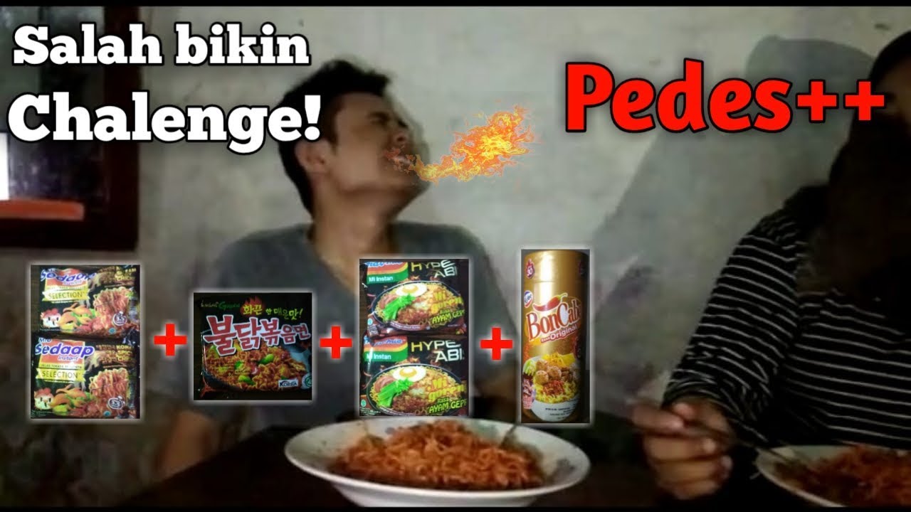 Tantang makan mie level pedas samyang+indomie geprek+sedap pedas+bon ...