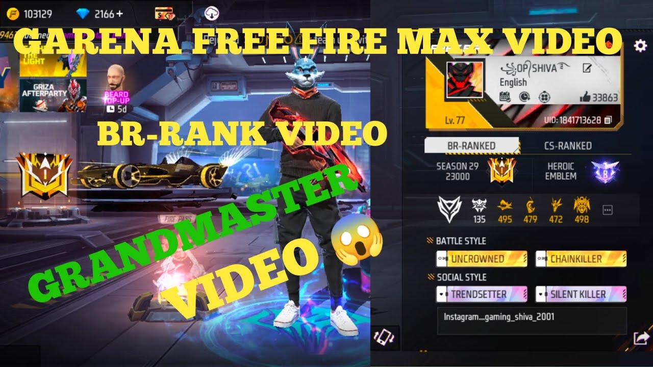 GARENA FREE FIRE MAX VIDEO 😱 GRANDMASTER 😯 VIDEO 🔥 FREE FIRE 🤫 BR-RANK ...