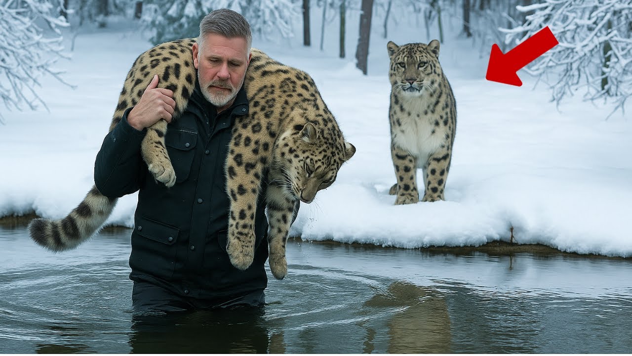 Forest rangers quickly save drowning snow leopard, what mother snow leopard did is confusing ...