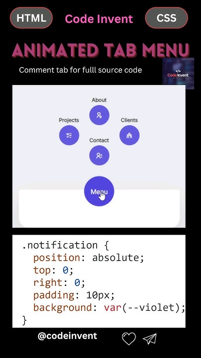 Animated Tab menu using HTML CSS #coding #webdevelopment - YouTube