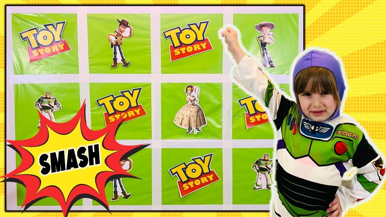 TOY STORY 4 GIANT SMASH Surprise Toys Challenge! Toy Story 4 Toys Buzz ...