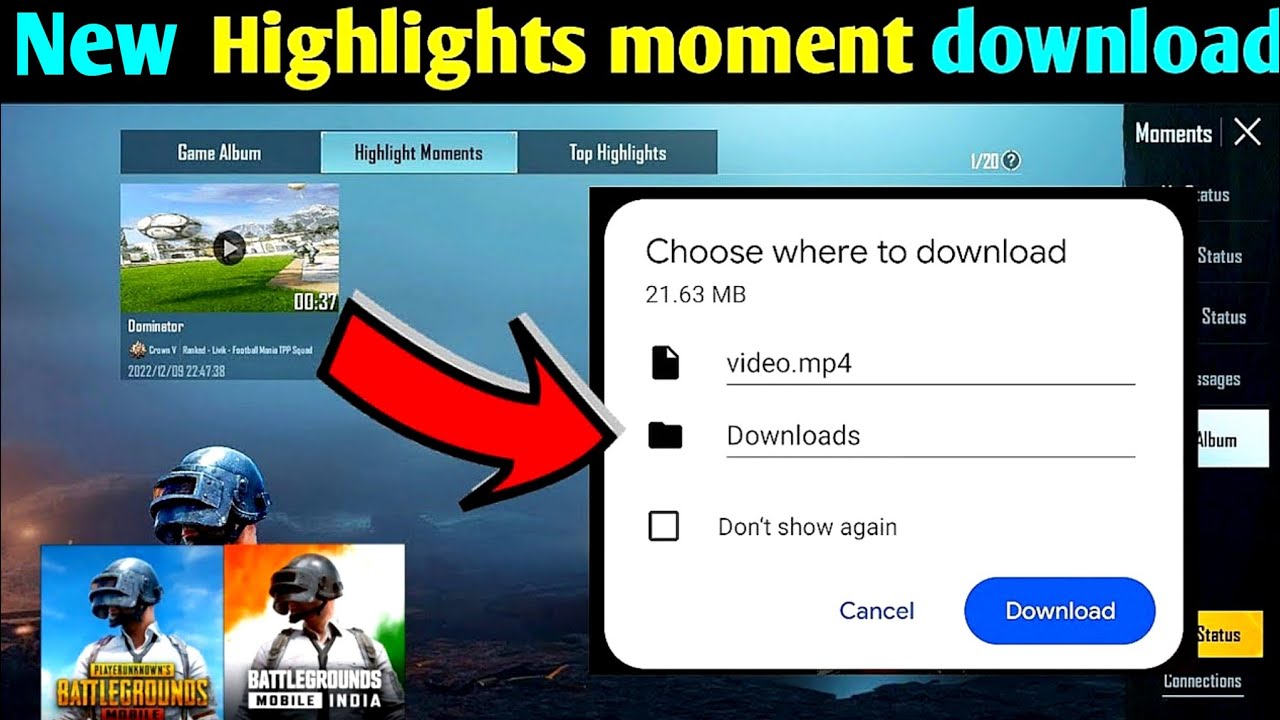 How To download Highlights Moments In Pubg Mobile | pubg mobile ...
