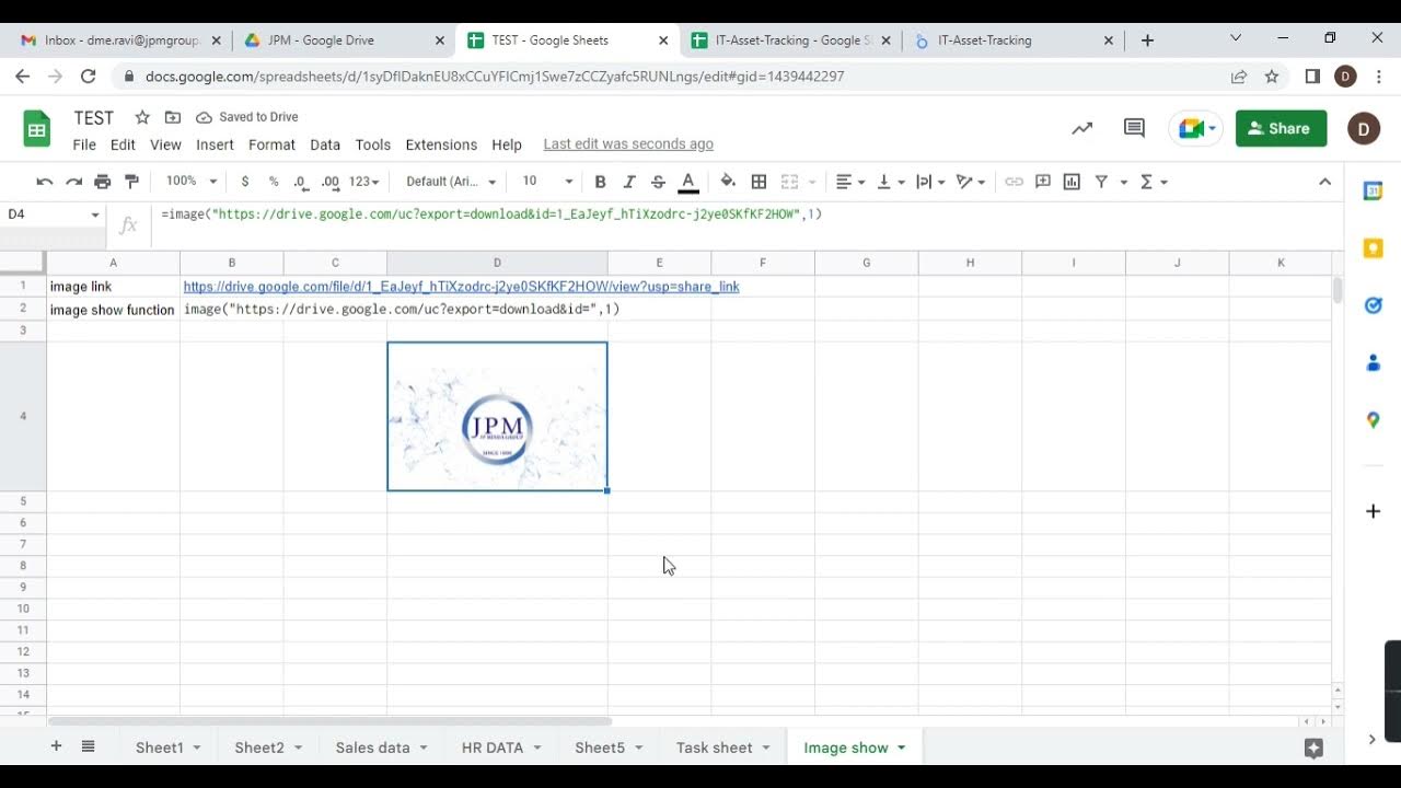 Google Drive image show on google sheet || without script - YouTube