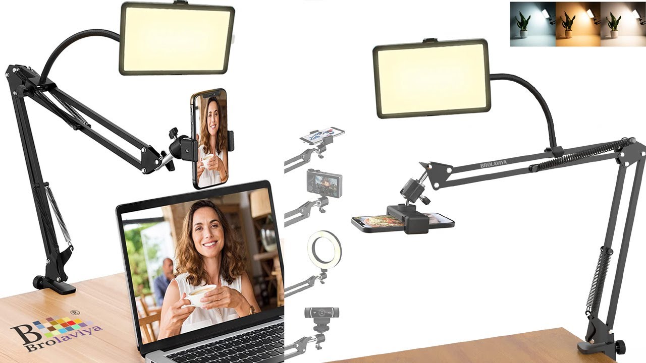 BROLAVIYA Overhead Video Mobile Stand with 8 inch Video led light - YouTube