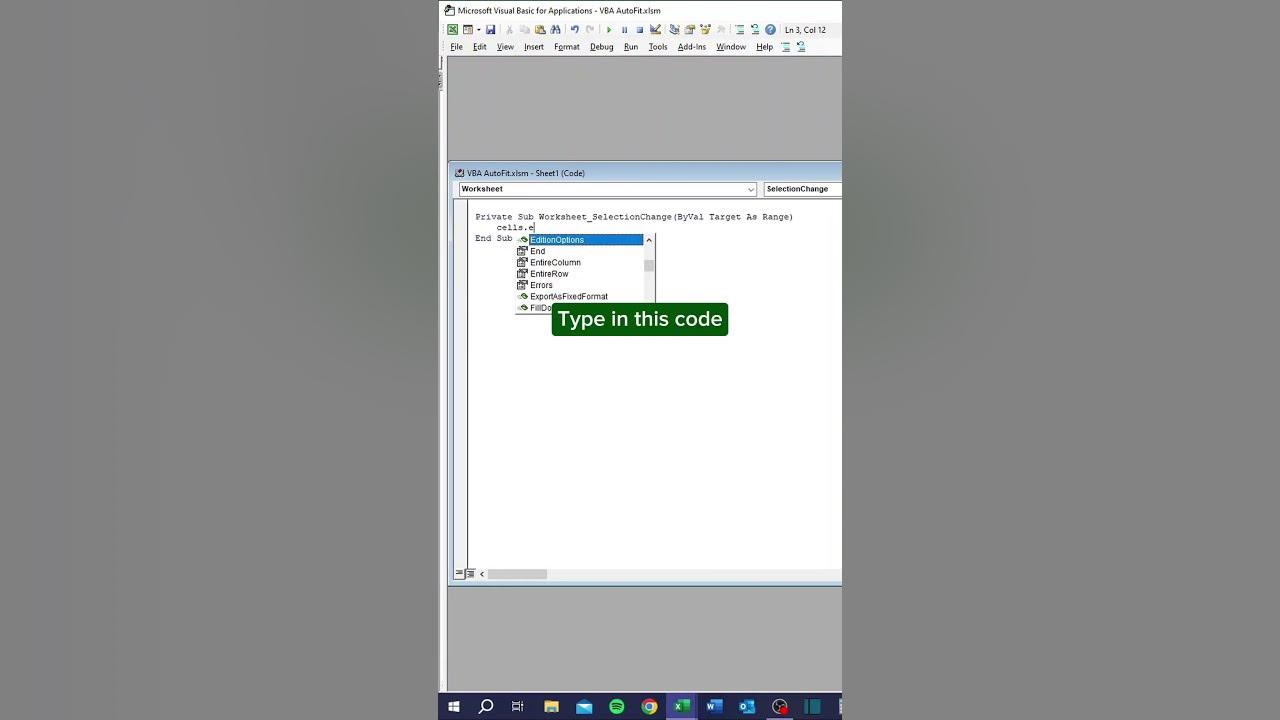 VBA AutoFit Columns in Excel‼️ #excel - YouTube