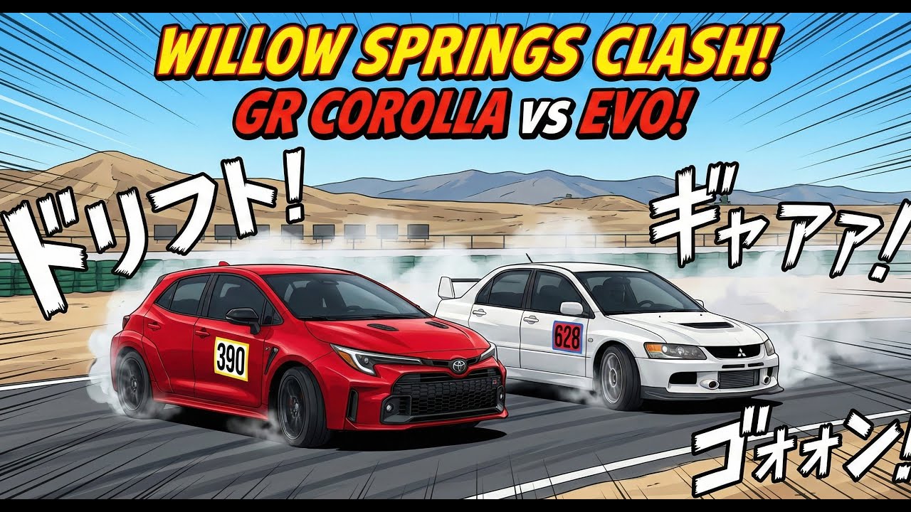 Evo Vs GR Corolla at Willow Springs (Single Lap) - YouTube