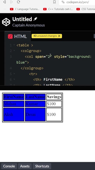 🔥HTML Colgroup Element | CSS Table Design | #css #akshdesai #frontendwebdeveloper - YouTube
