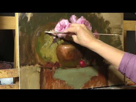 Time Lapse Painting Pink Roses in Copper with Elizabeth Robbins