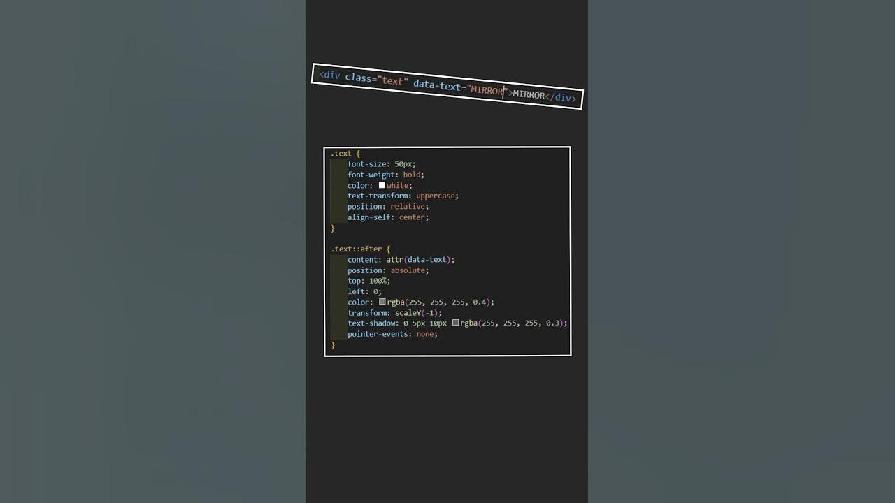 How to Create a MIRROR TEXT Effect with CSS? 🔥#shorts #css #html #effect #mirror - YouTube
