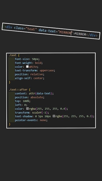 How to Create a MIRROR TEXT Effect with CSS? 🔥#shorts #css #html #effect #mirror - YouTube
