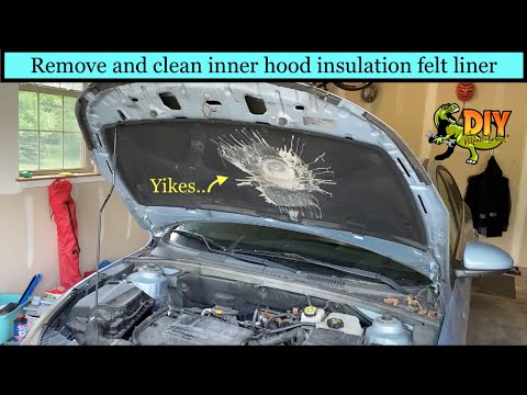Remove stains from inside engine hood insulation liner - YouTube