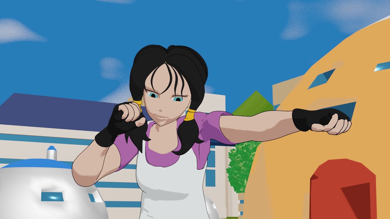 I Made Dbz Videl 3D Character Model Shadow Boxing in Blender - YouTube