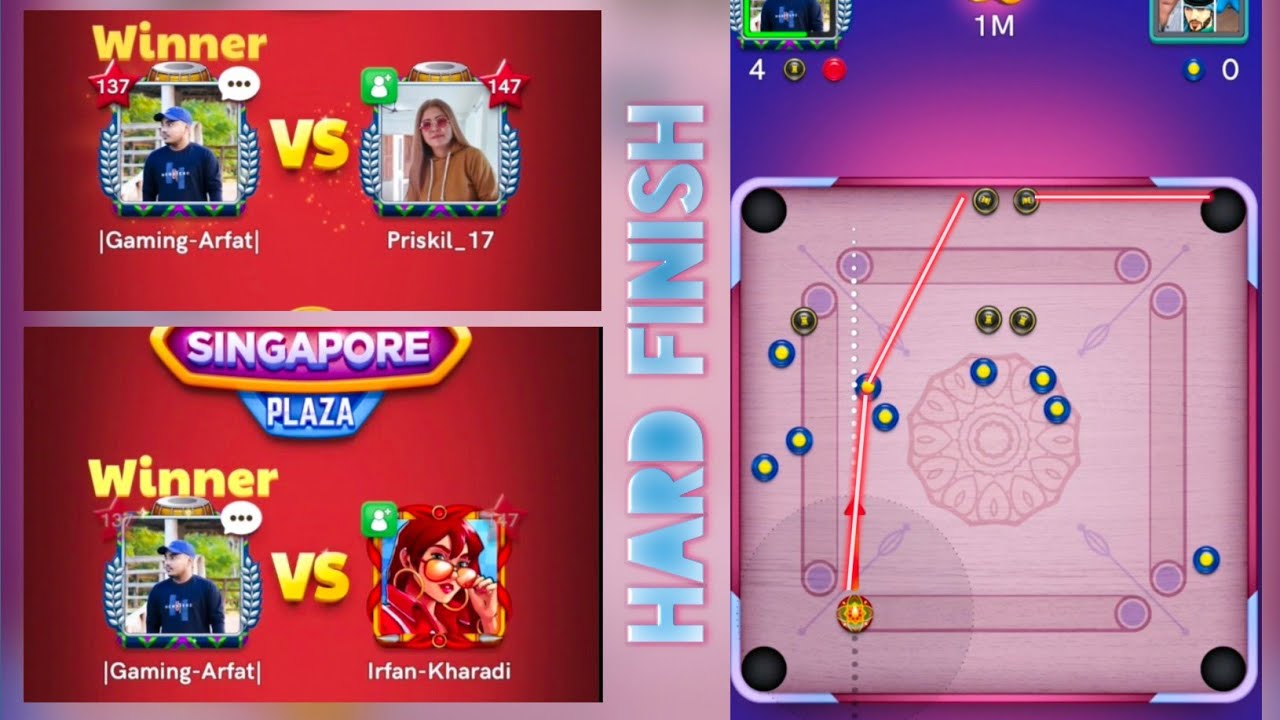 Hard Break To Finish😊 Trics Shot Gameplay😘Carrom Disc Pool Miniclip ️ ...