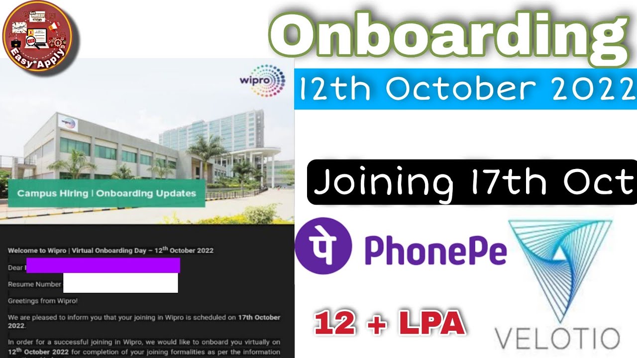 12th Oct- Wipro New Batch Onboarding| | Wipro Joining |PhonePe hiring ...