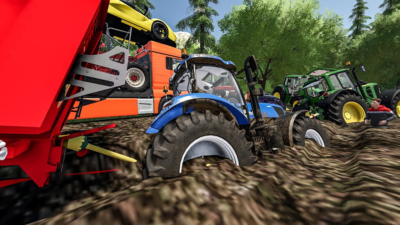 Armée de tracteurs traverse des chemins impraticables dangereux ...