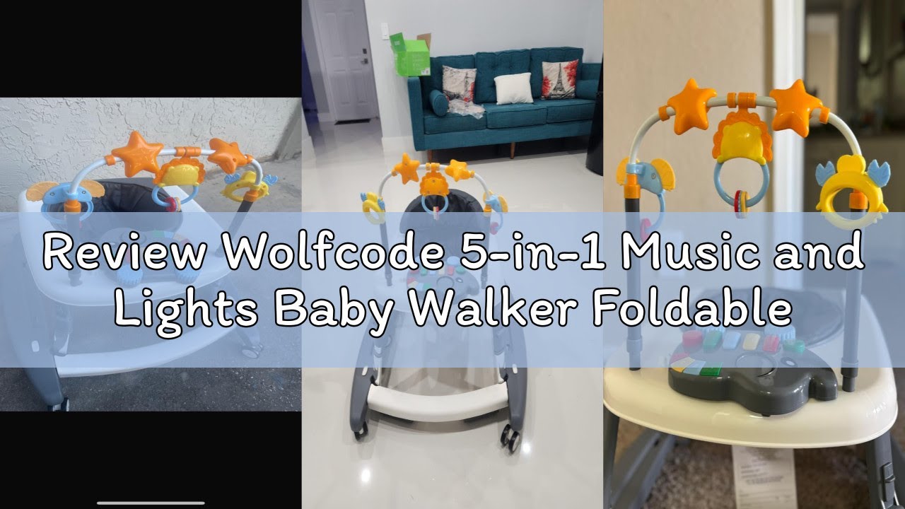 Review Wolfcode 5-in-1 Music and Lights Baby Walker Foldable with 5 Adjustable Heights, Baby ...