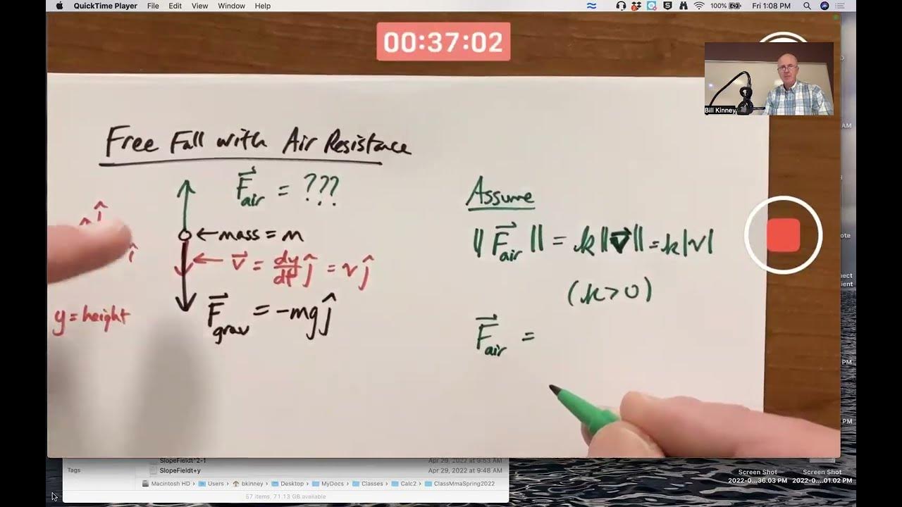 Free Fall with Air Resistance Differential Equation Model (Convert ...