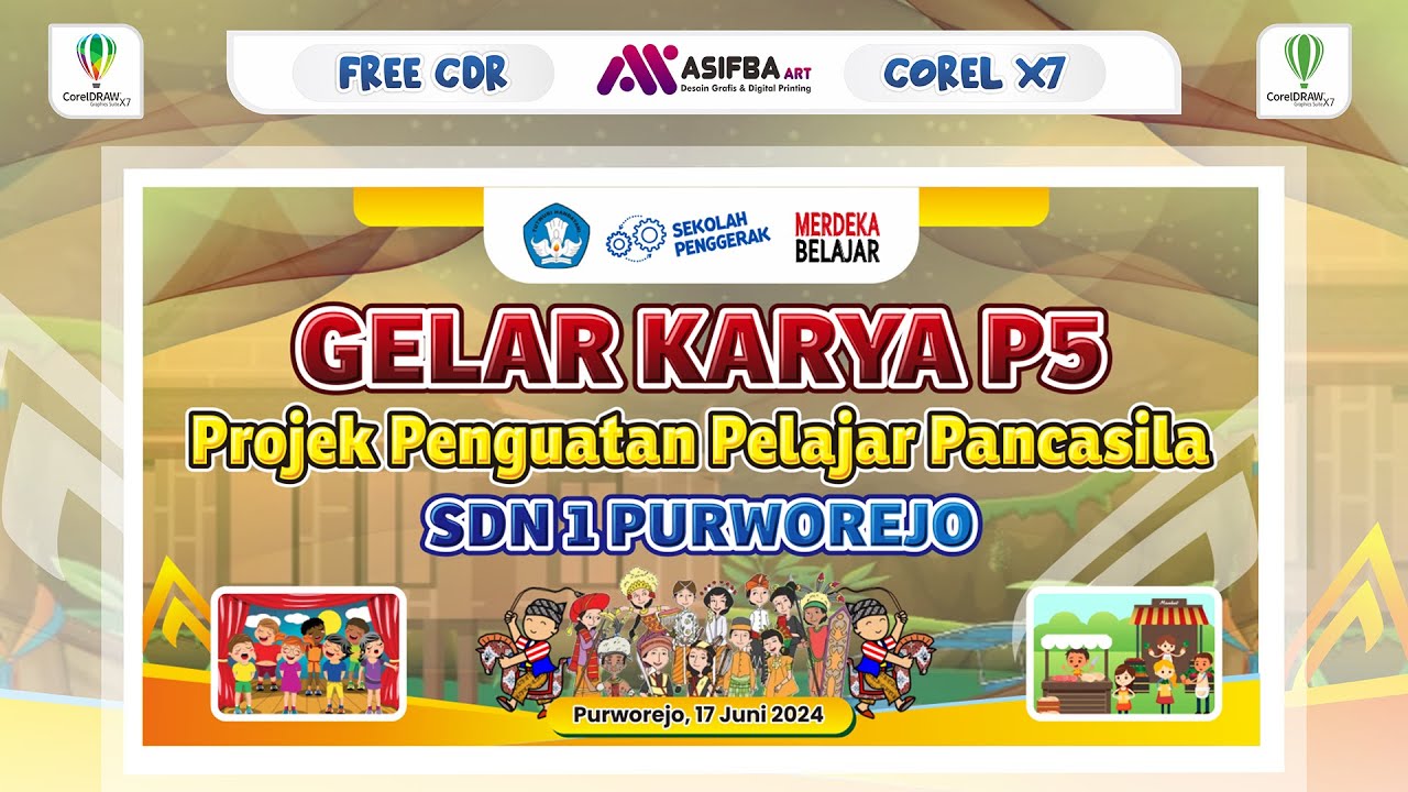 FREE CDR - Desain Spanduk / Banner Gelar Karya P5: File CorelDRAW X7 ...