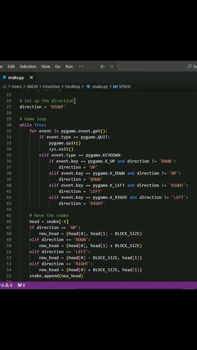 Snake Game in 80 Lines With Python | PyGame | Python Game Project - YouTube