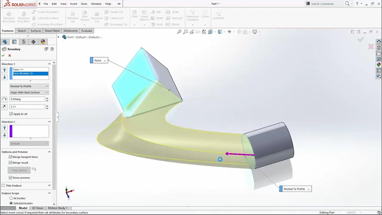 SolidWorks Tutorial 12 How to Use Boundary Boss Base - YouTube