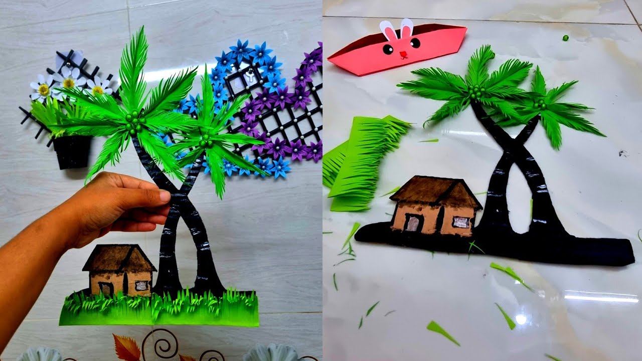 Unique Coconut Trees Wall Hanging Craft Ideas| Coconut trees wall ...