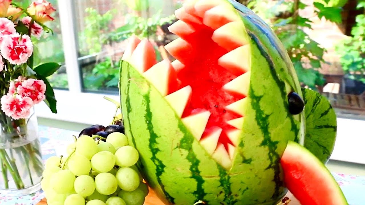 Watermelon Shark | Creative Food Art Ideas | Fruit & Vegetable Carving ...