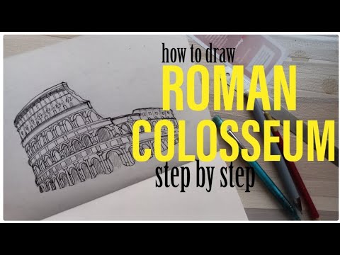 How to draw ROMAN COLOSSEUM | step by step drawing Colosseum - YouTube