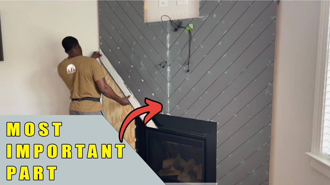 DIY Chevron Fireplace Accent Wall \\ Step by Step Guide - YouTube