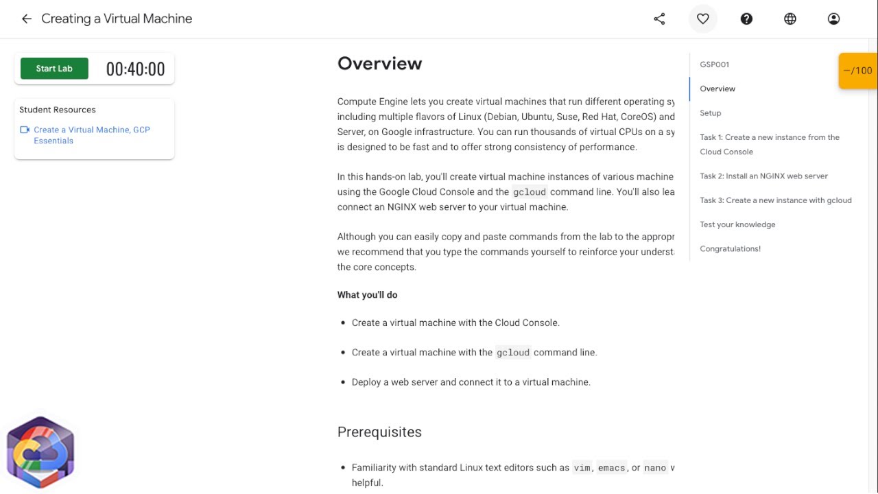 Qwiklabs | Creating a Virtual Machine [GSP001] - YouTube