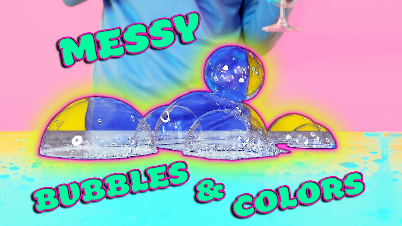Colored Soap Bubbles Messy Splatter - YouTube