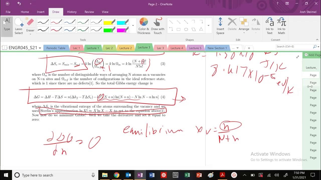 Lecture 3: Equilibrium Concentration of Vacancies and Self ...
