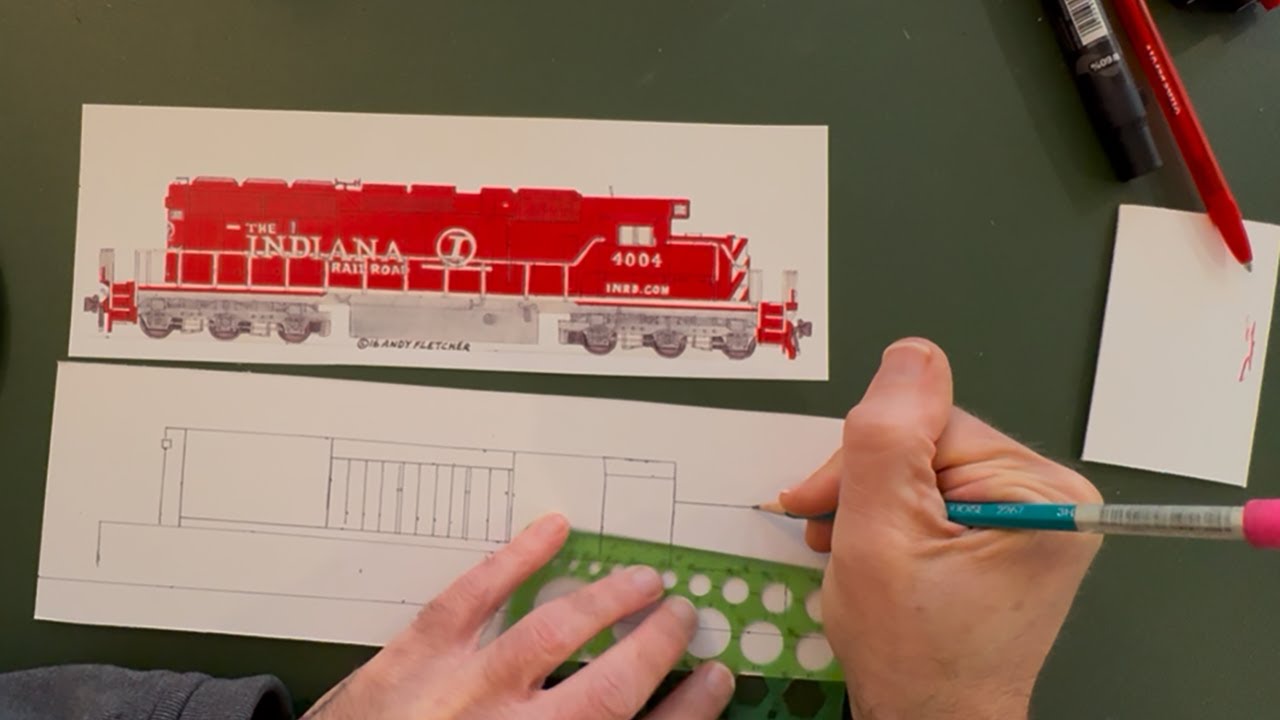 Indiana Rail Road SD40-2 4004 How To Draw A Train w Andy Fletcher ...