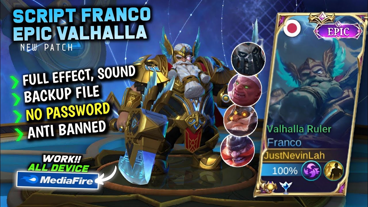 Script Skin Franco Epic Valhalla Ruler Terbaru || No Password || Full ...