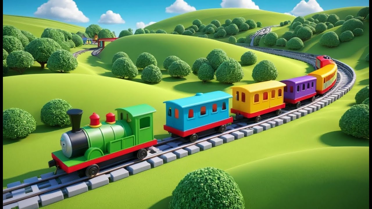 Round and Round the Little Train | Fun Train Song for Kids | Playful ...