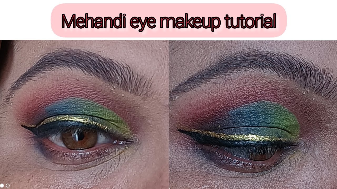 mehandi eye makeup tutorial || मेहंदी आय मेकअप || peacock🦚 eyes - YouTube
