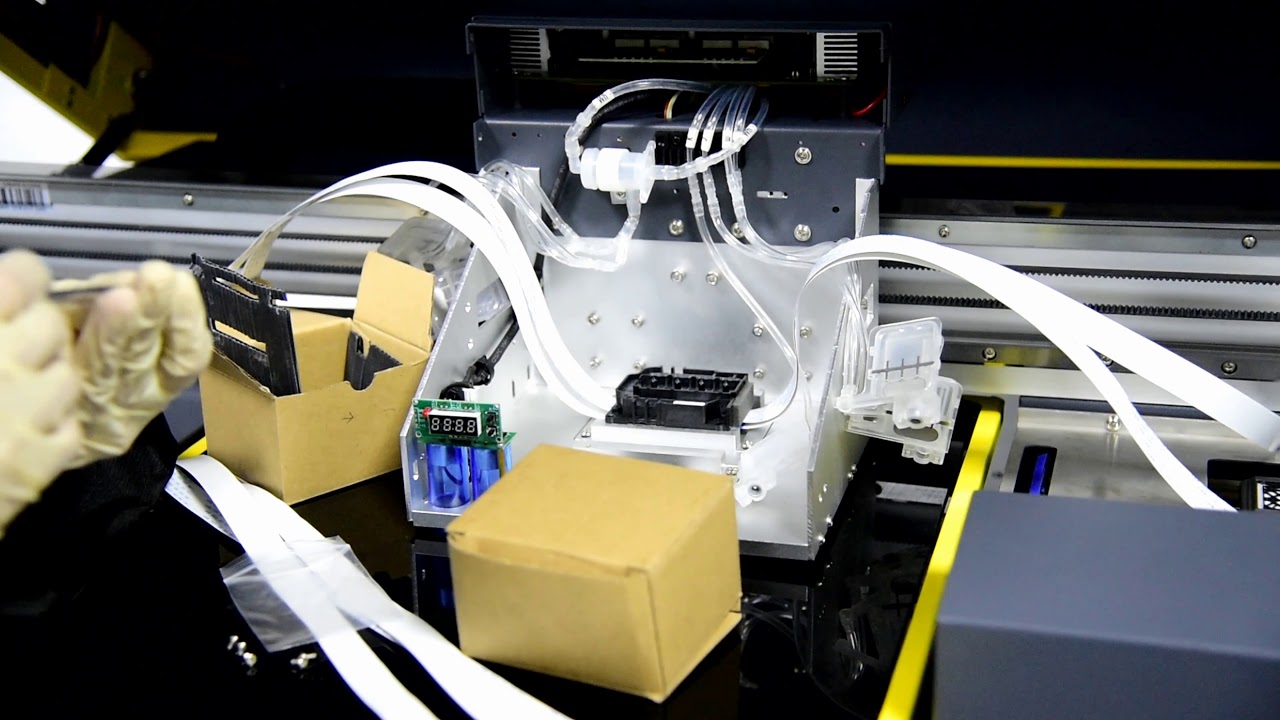 Focus Athena Jet Plus DTG printer 7 Install print head on printer - YouTube