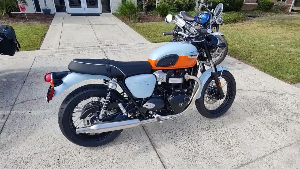 2023 Triumph Bonneville T100 orange/blue - YouTube