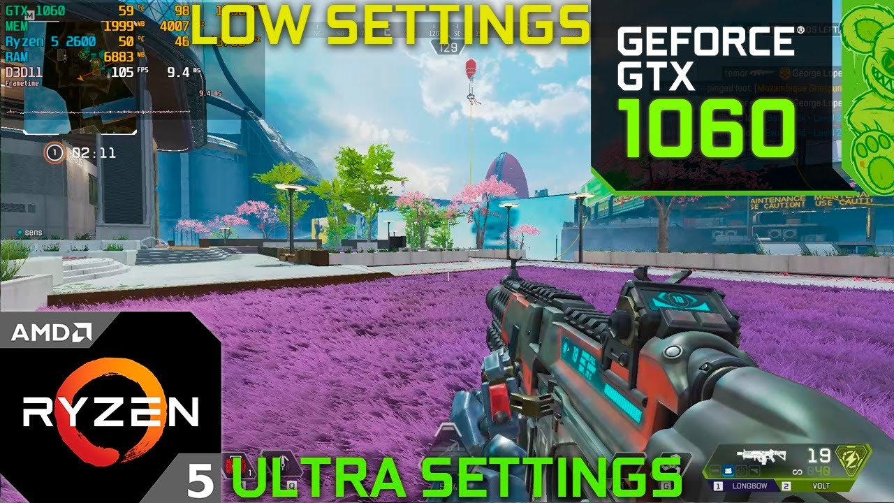 Apex Legends - Season 8 : GTX 1060 3GB + Ryzen 5 2600 (Ultra & Low ...