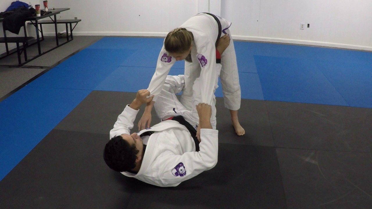 Overhead sweep from De la Riva guard - YouTube