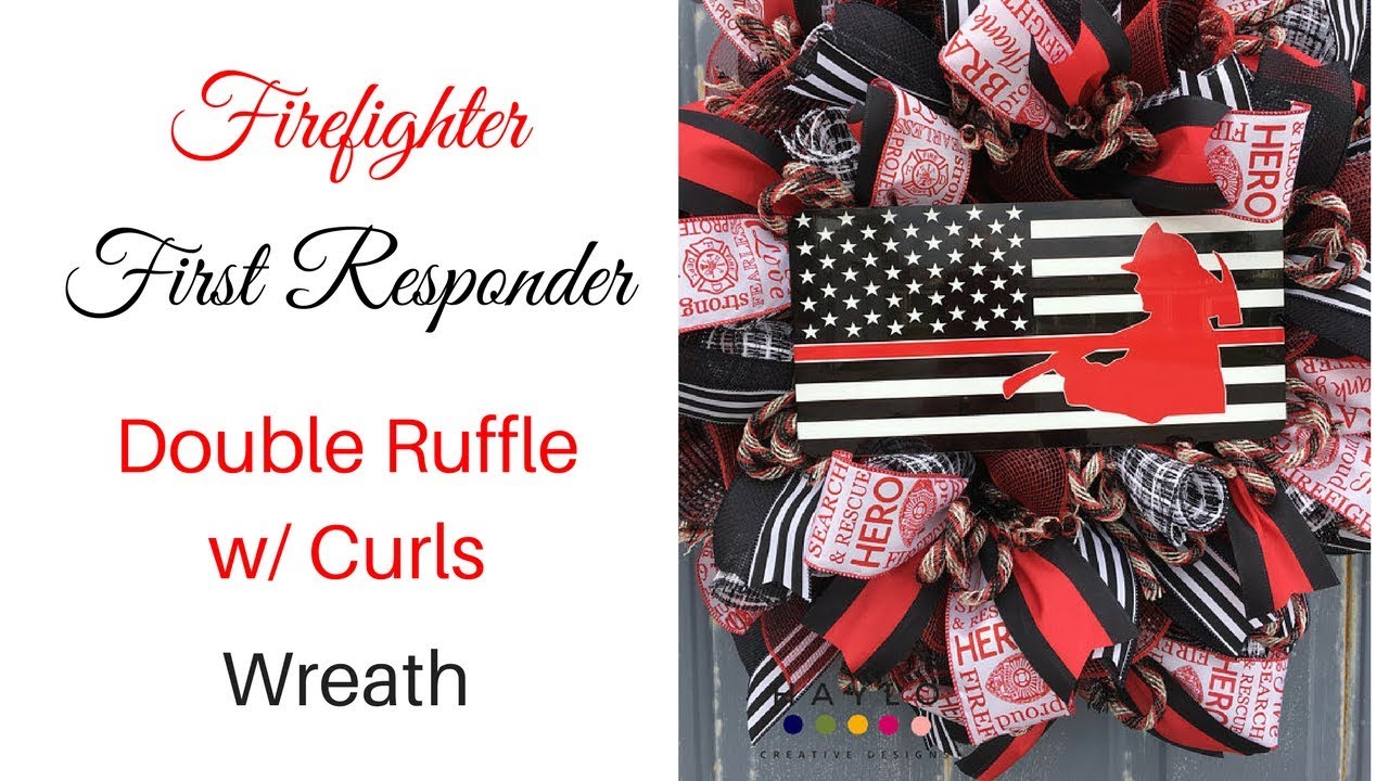 [DOUBLE RUFFLE WREATH] Firefighter and Police LEO First Responder ...