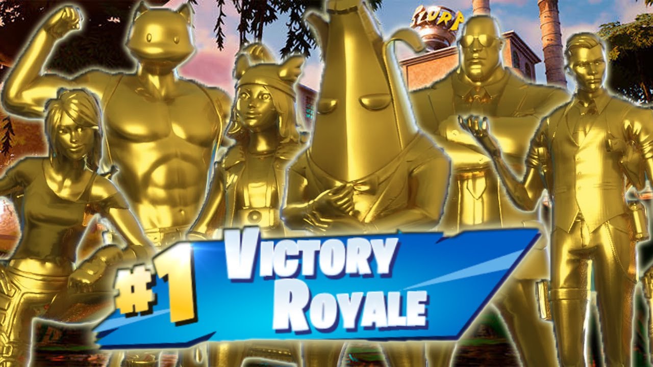 VICTORIA CON TODAS LAS SKINS DE ORO EN FORTNITE - YouTube