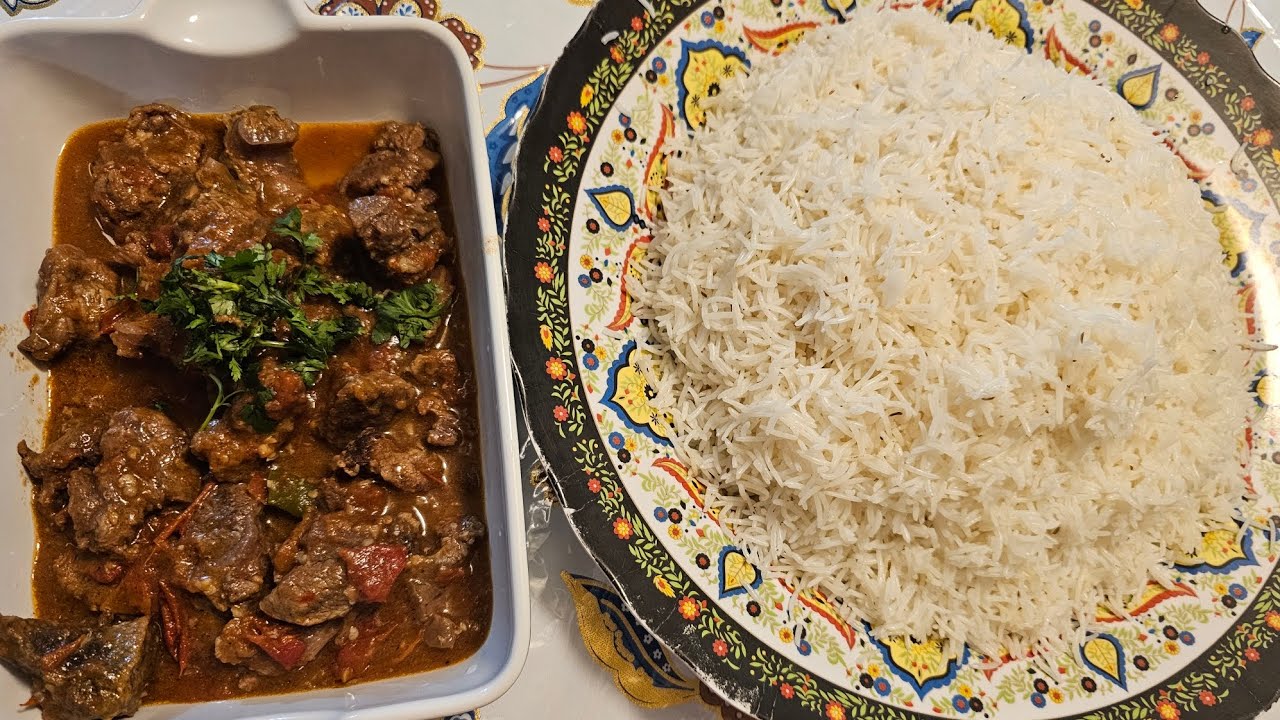 Afghani chalow/white rice and beef karayie - YouTube
