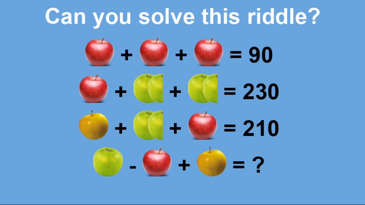 Yellow, Green And Red Apple Picture equation Riddle | Whatsapp Facebook ...