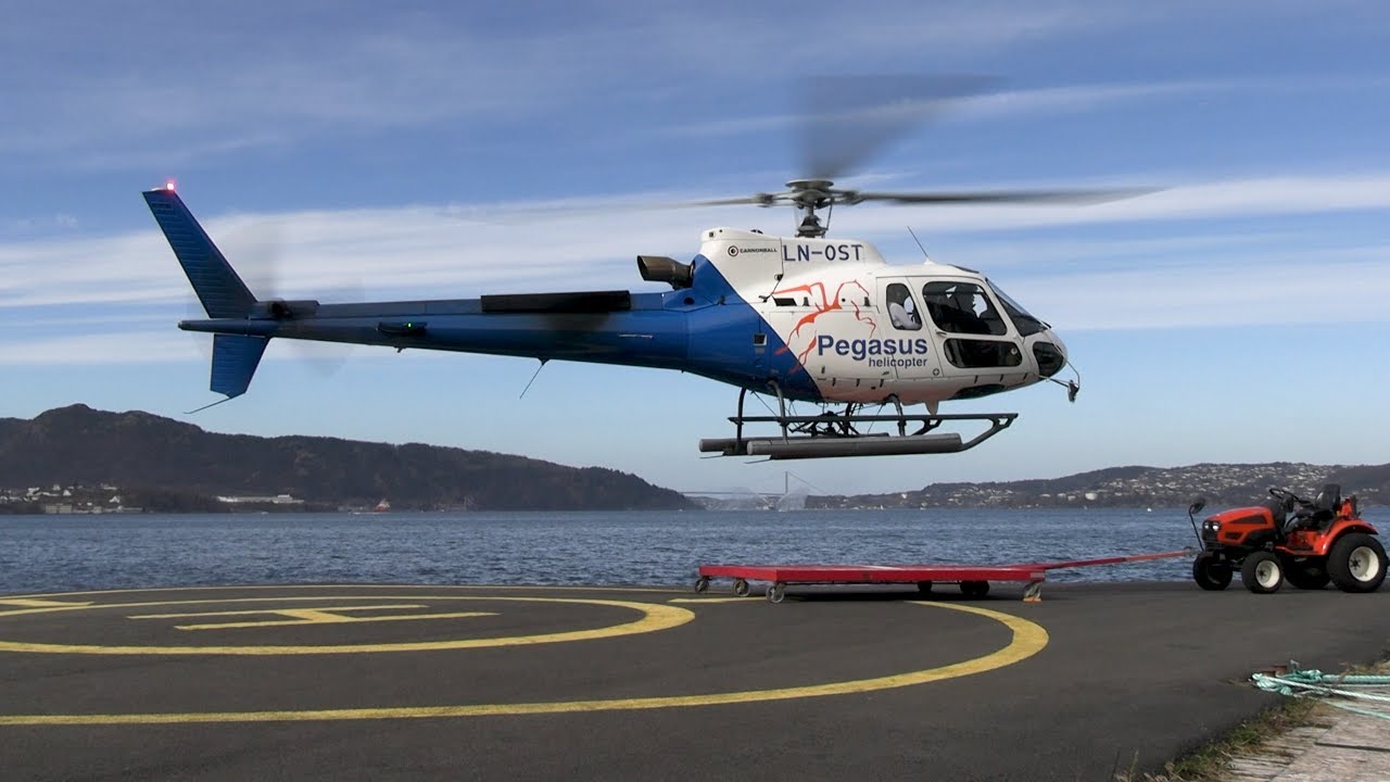 Eurocopter AS350 startup & takeoff - YouTube