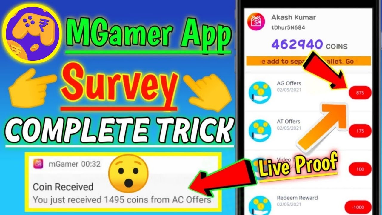MGamer App Survey Complete Trick | How To Complete AG Task Survey In ...