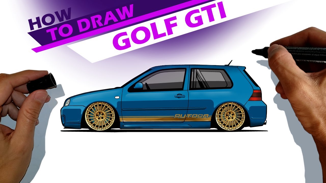 Volkswagen Golf GTI - How to draw - YouTube