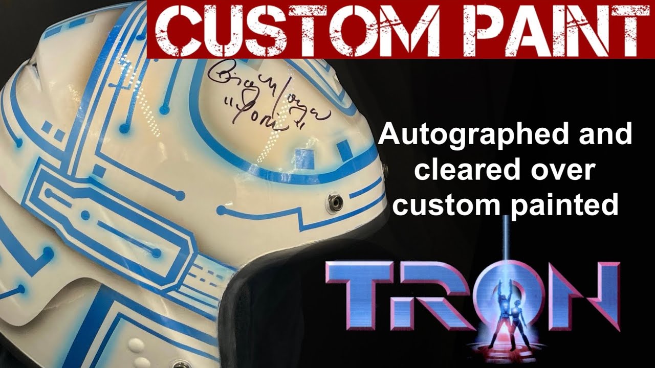 Custom painted Tron helmet with autographs - YouTube